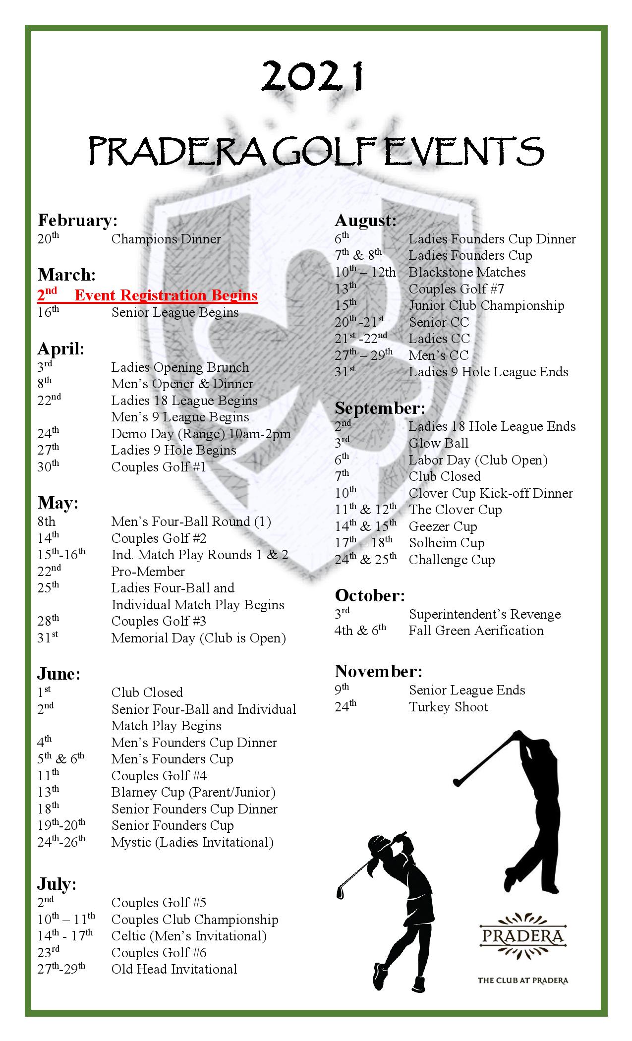 Annual Golf Events Calendar | The Club at Pradera